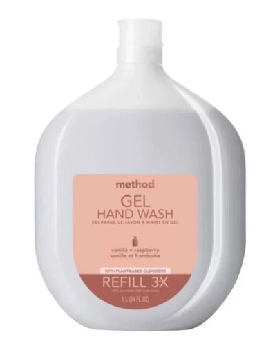 Method Vanilla & Raspberry Scent Gel Hand Wash Refill 34 oz Plant Based ...