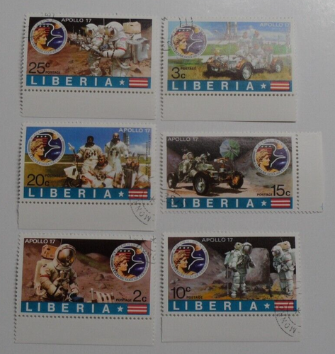 STAMPMART : LIBERIA 1973 APOLLO 17 MOON LANDING SPACECRAFTS 6v CTO USED ...