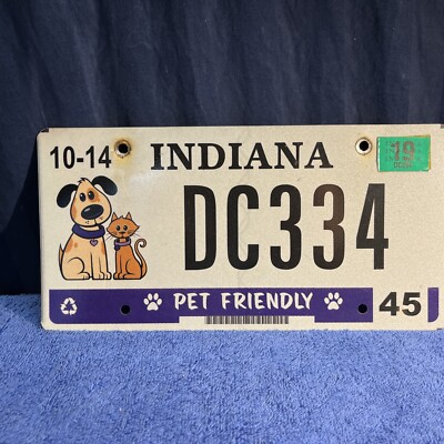 Indiana Pet Friendly License Plate. DC334. 2019 3+ Years Old | eBay