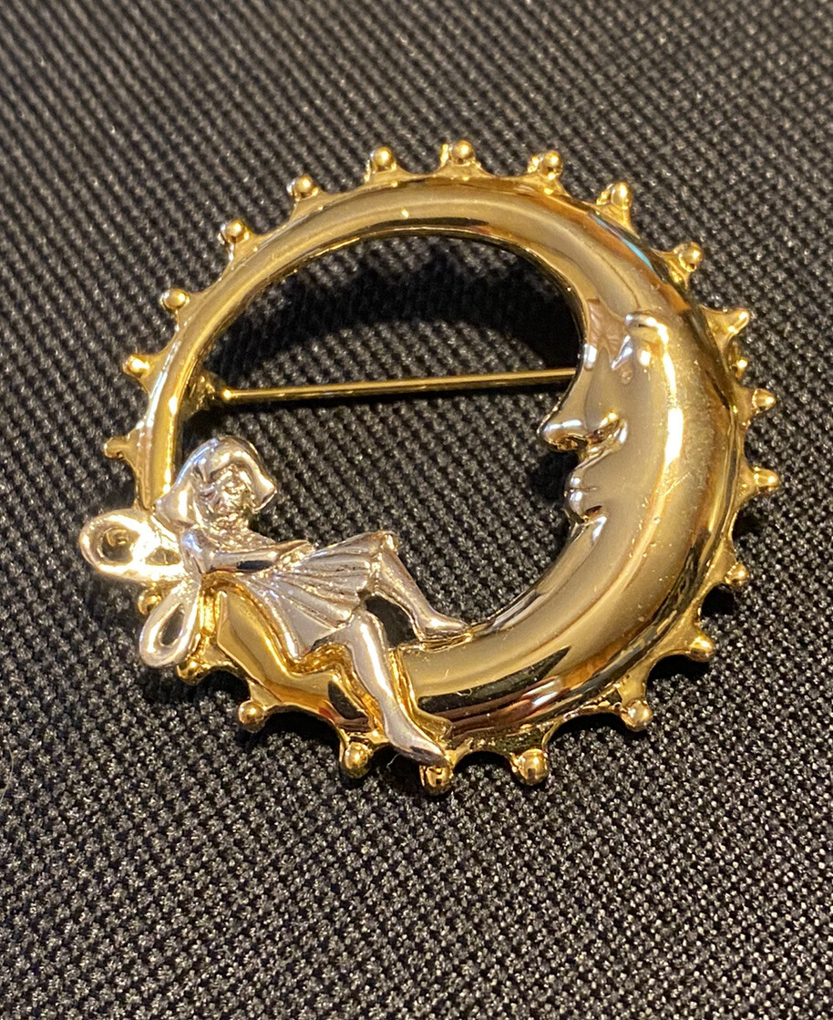 Danecraft Gold-tone Crescent Moon and Silver-tone Fa… - Gem