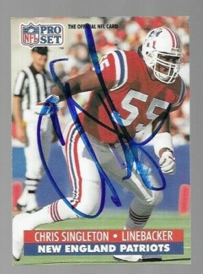 1991 NFL Pro Set CHRIS SINGLETON Signed Card Lambeau Field PATRIOTS ...
