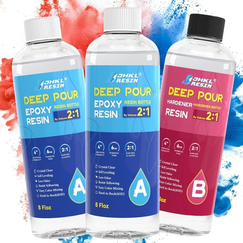 JHKL Epoxy Deep Pour Epoxy Resin Kit, 2 to 4 Inch Depth High Gloss ...
