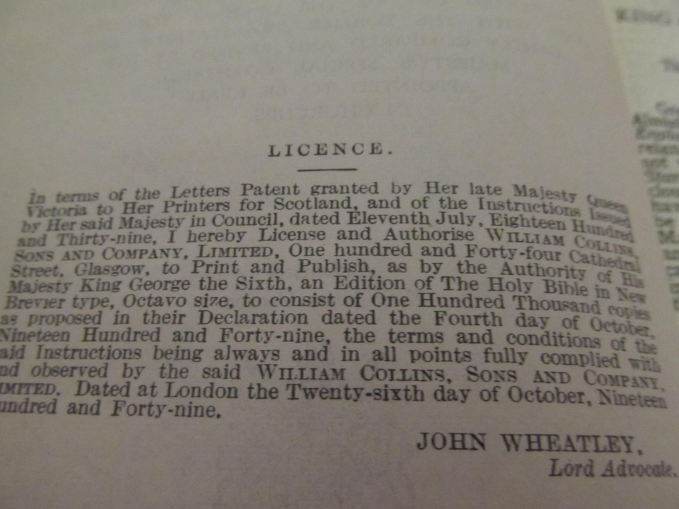King James KJV Collins Clear Type Holy Bible 1949 Illustrated w/ Maps ...
