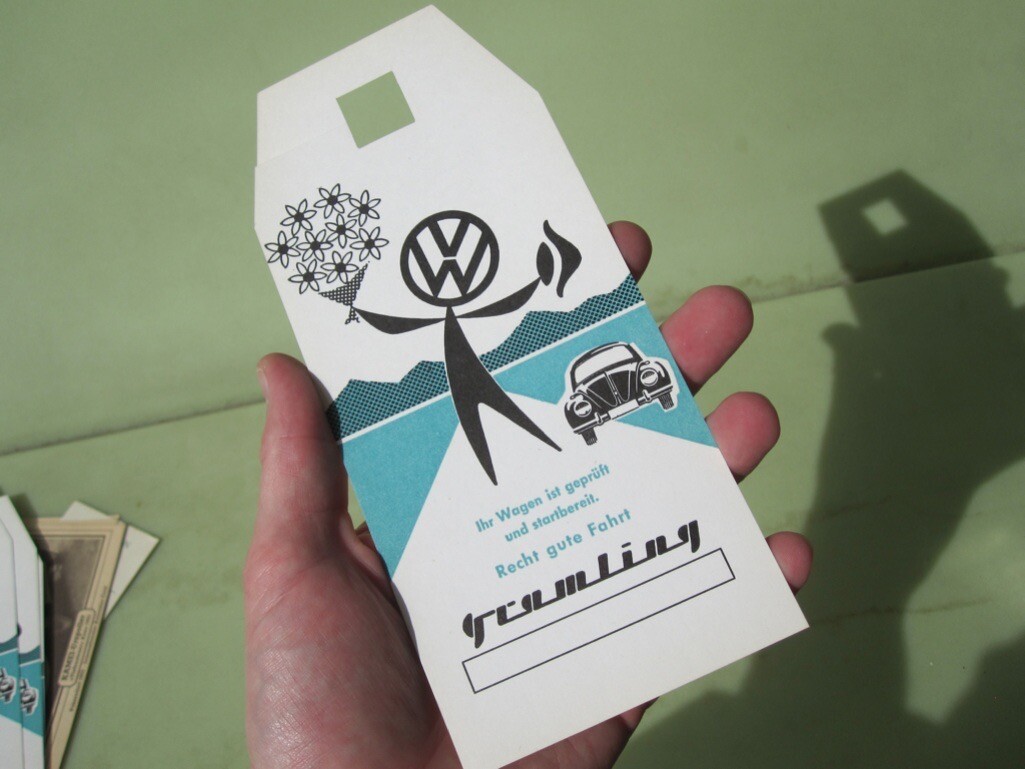 VW SERVICE CARD DEALER 50ies SPLIT BUG BEETLE PORSCHE KARMANN HEB SAMBA ...