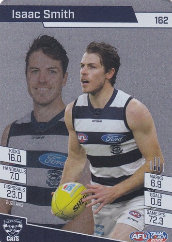 AFL 2022 Teamcoach Geelong Cats - Isaac Smith Silver Card No.162 | eBay