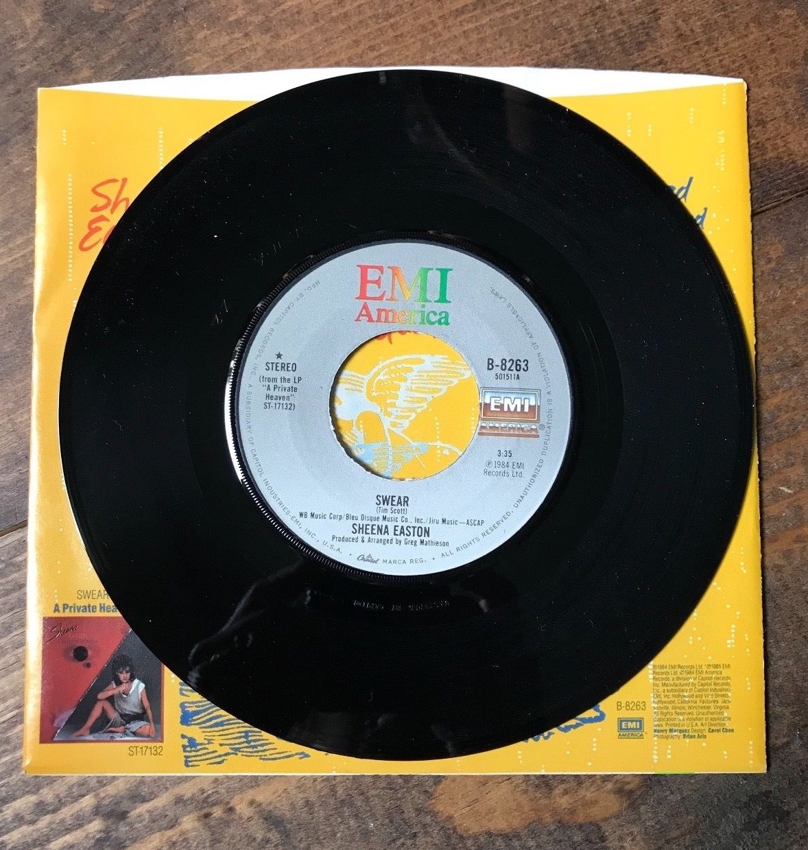 Sheena Easton-Swear-Fallen Angels-45 RPM Record-EMI Records-A Private ...