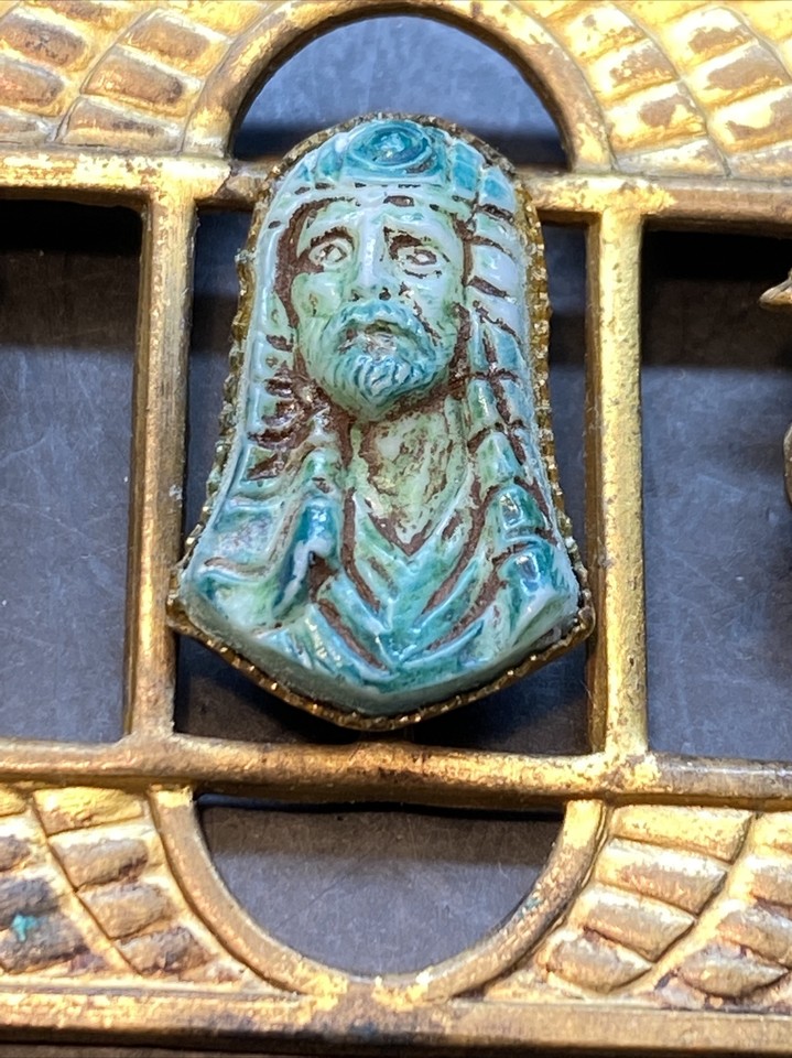 Art Deco Neiger Brothers Egyptian Revival Pin Vintage 1920s Czech Glass ...