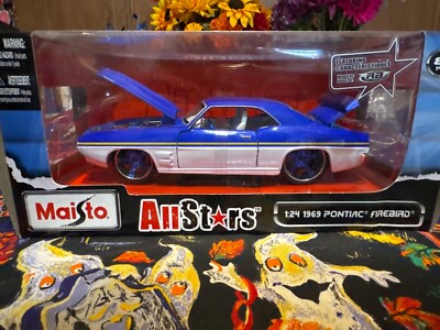 Maisto All Stars 1969 Pontiac Firebird Lowrider Blue White 1/24 Diecast ...