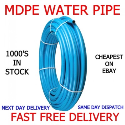 Coil Blue Water Mains MDPE Alkathene Pipe Roll 20mm 25mm 32mm x 25mtr ...