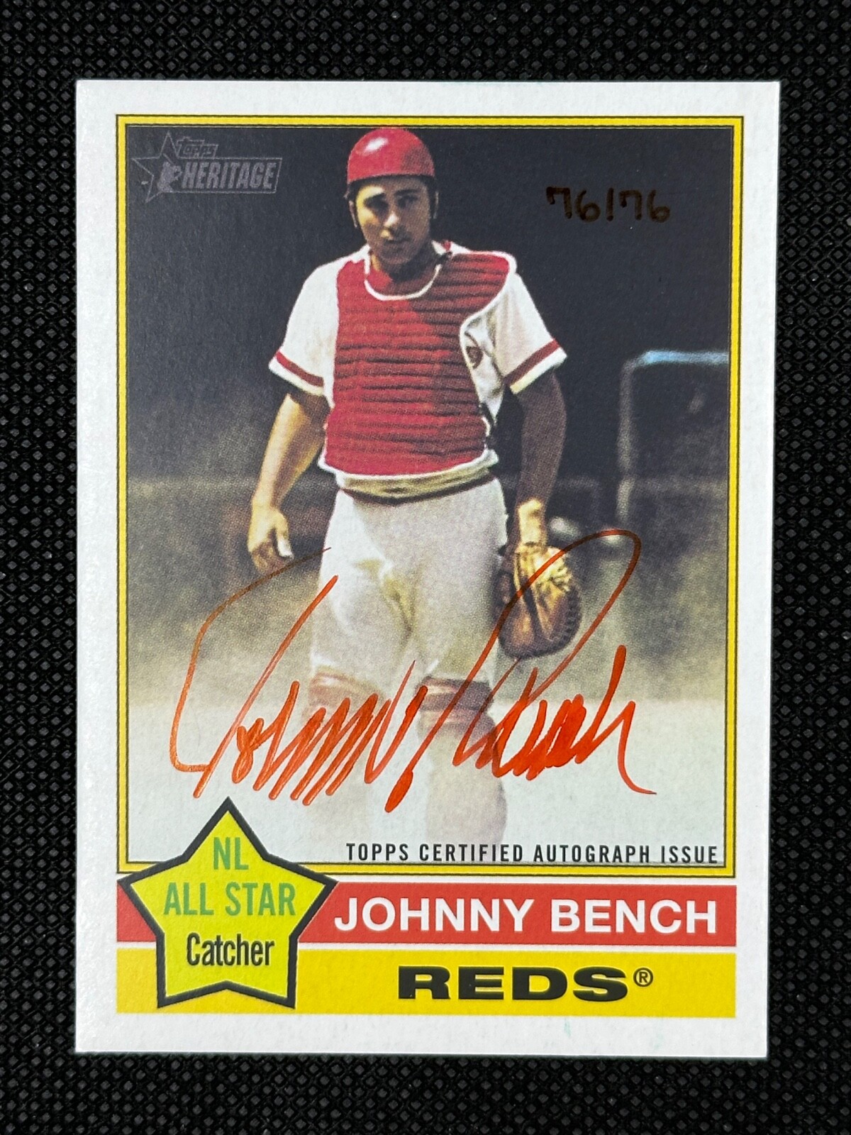 2025 Topps Heritage Johnny Bench 76RO-JB OnCard Real One RED Auto 76/76 ...