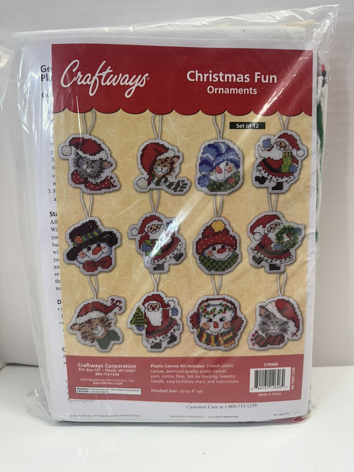 Craftways Plastic Canvas Kit Merry Christmas Ornaments Set of 12 | eBay
