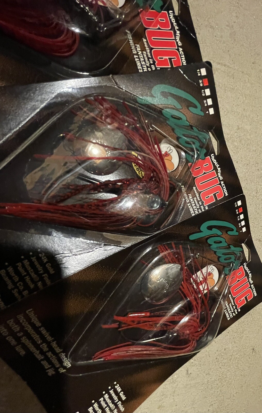 3 Okiebug Gator Bug Spinnerbait 3/8 oz Red Black Fire Craw Gatorbug ...