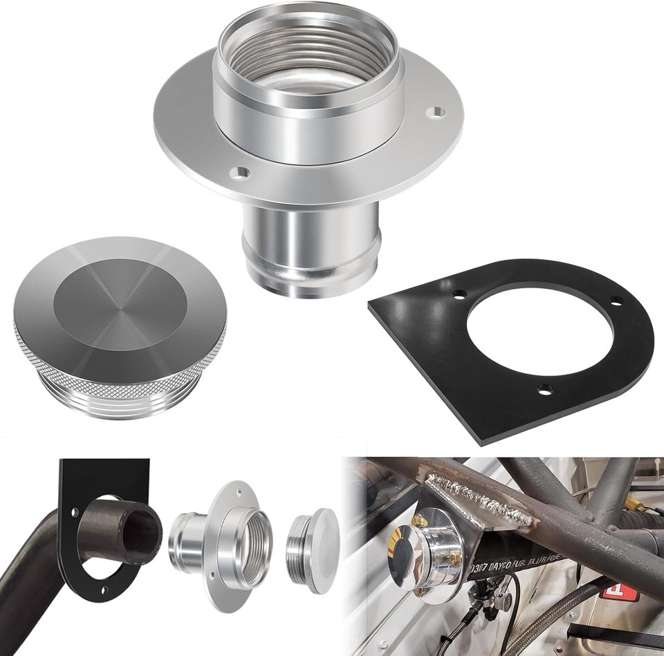 2" Fuel Filler Neck With Gas Cap Billet Aluminum & Weld-On Steel Mount ...
