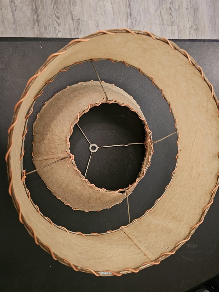 Vintage Mid Century Fiberglass Two Tier Drum Lamp Shade 14x8 Decor ...