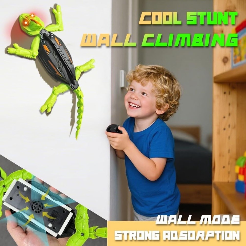 Wall Crawler Gecko - Remote Control Lizard with LED Eyes Climbs Walls ...