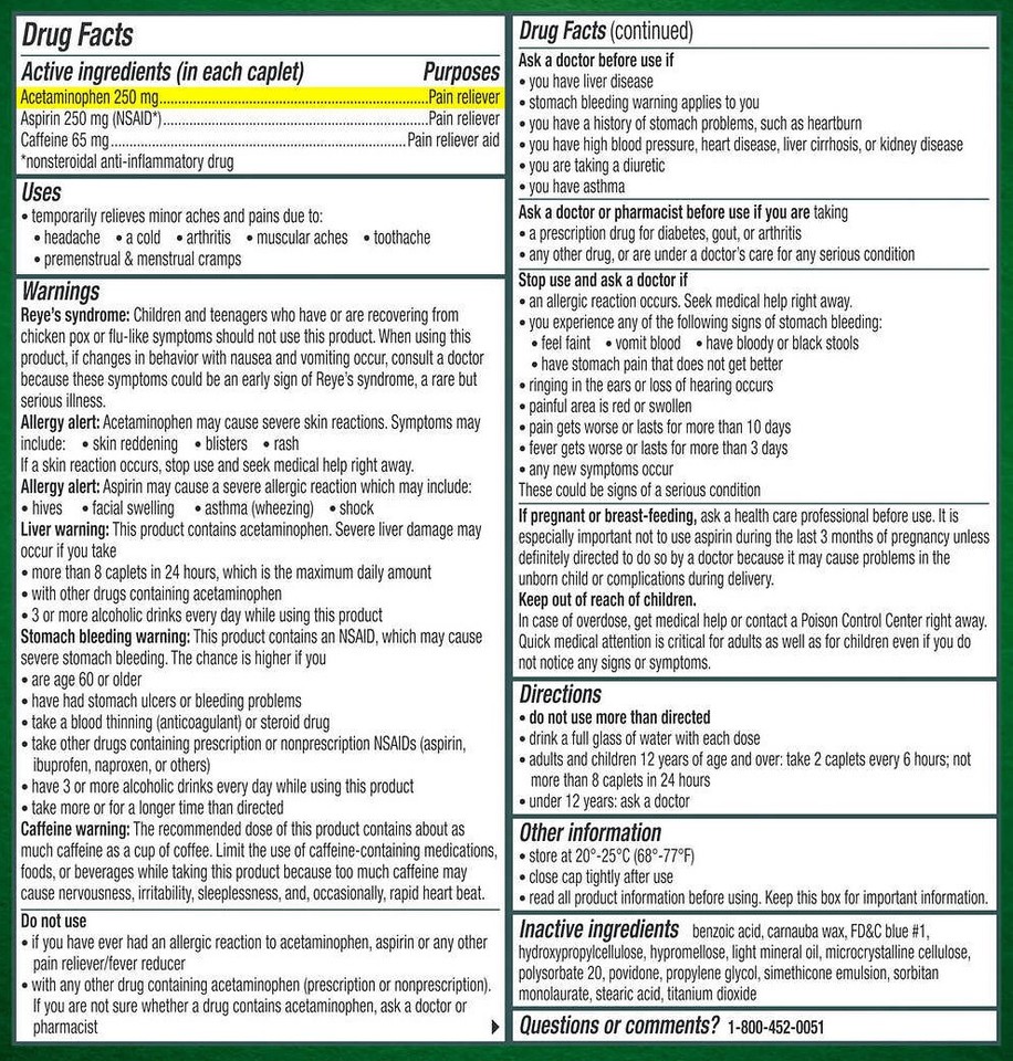 Excedrin Extra Strength Headache Caplets 300 ct Pain Reliever Jumbo ...