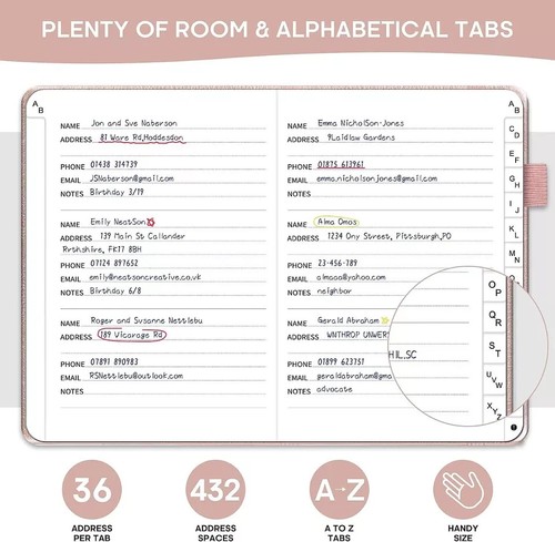 Address Book with Alphabetical Tabs Hardcover Address Book Large Print ...