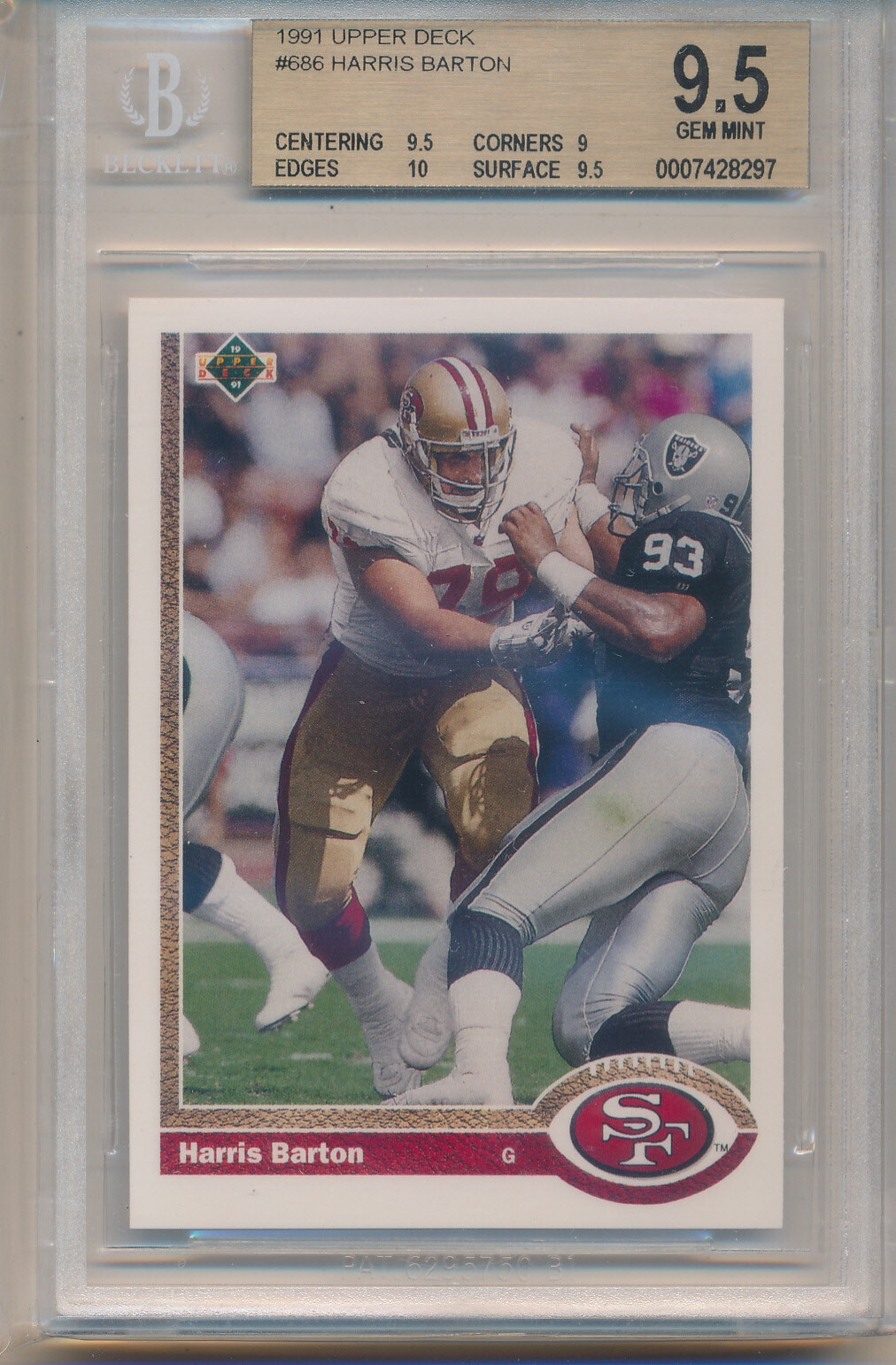 1991 Upper Deck Football Harris Barton (#686) BGS9.5 BGS | eBay