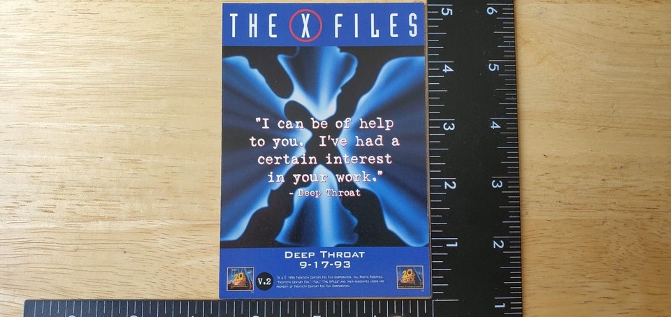 X Files VHS Collector Card Deep Throat 9 17 1993 20th Century Fox V2 ...