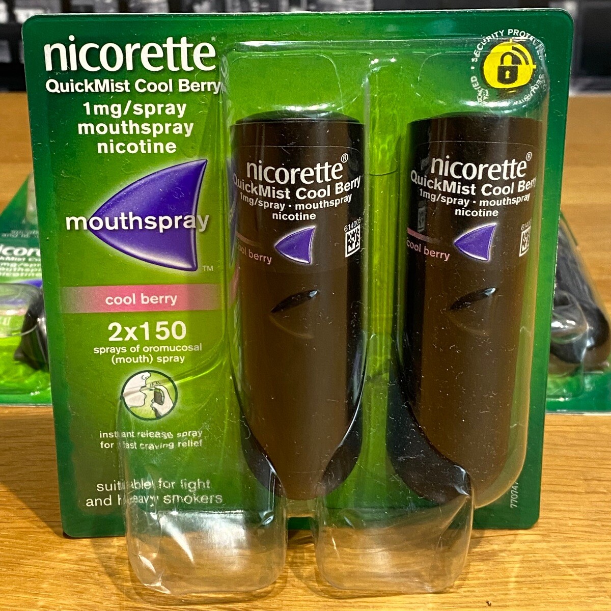 4 x Nicorette Quickmist Cool Berry Mouthspray 8 x 150 Sprays Nicotine ...
