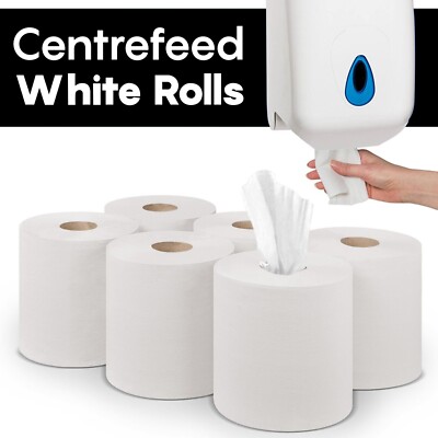 White Centrefeed Rolls 2ply Embossed Kitchen Hand Towel Wipes Paper ...
