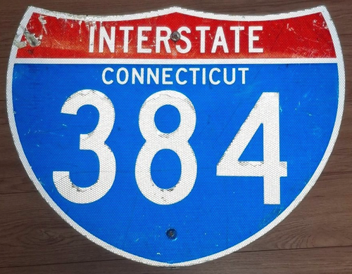 Retired Connecticut I-384 INTERSTATE HIGHWAY METAL SHIELD ROAD SIGN 24 ...