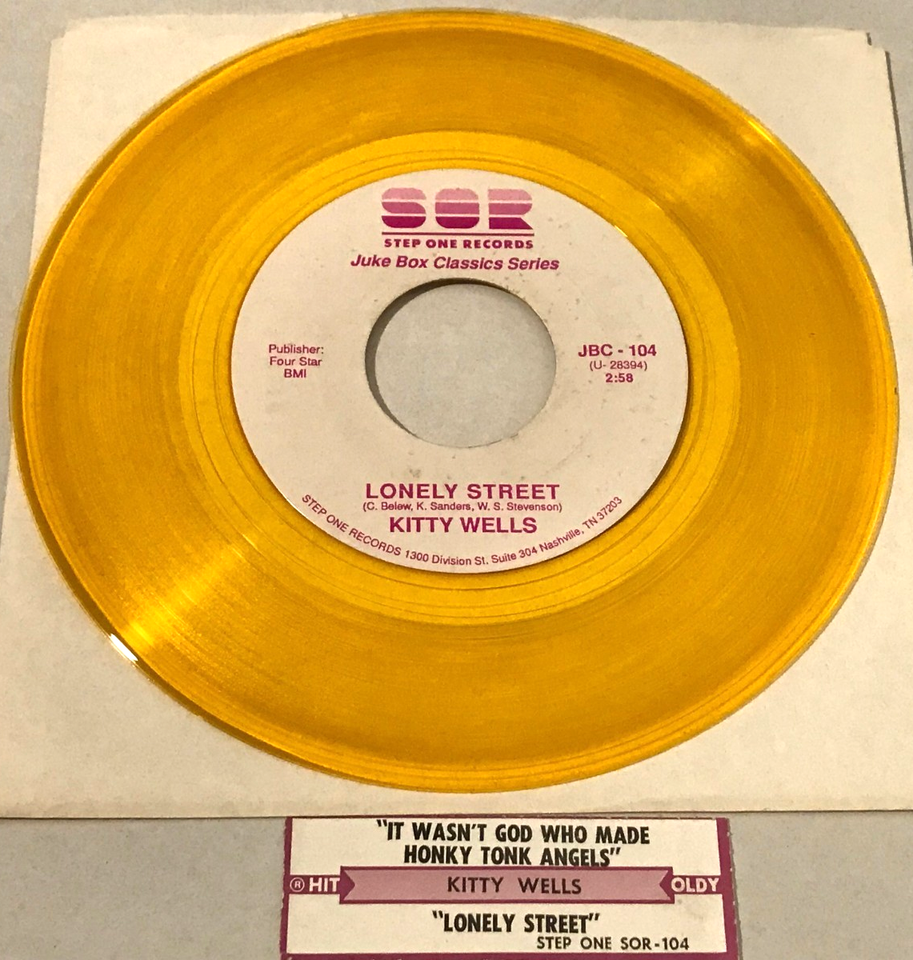 KITTY WELLS~It Wasn't God Who Made Honky Tonk Angels~Gold Vinyl 45~Juke Strip | eBay