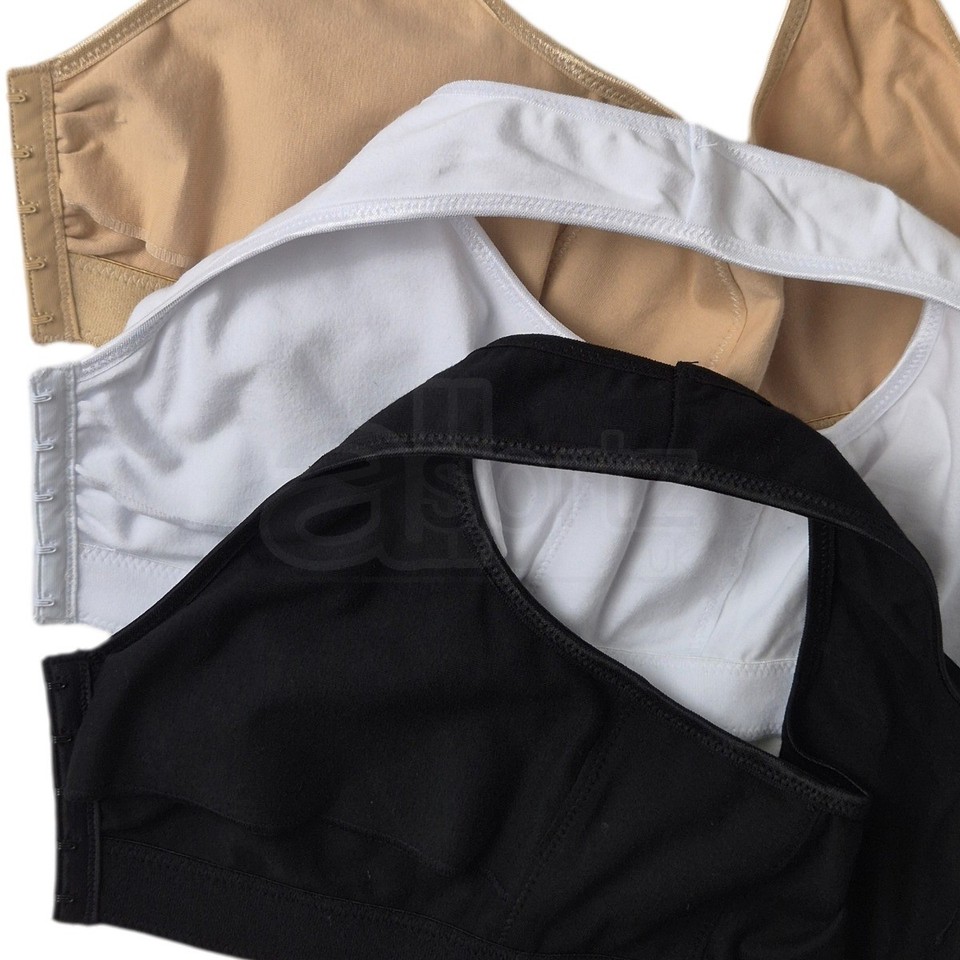 Ladies Gemm Front Fastening Bra & Pockets Mastectomy Non Wired Stretch ...