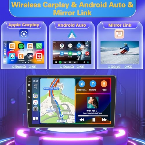 Double Din 9 Inch Touchscreen Car Stereo with CarPlay, Android Auto ...