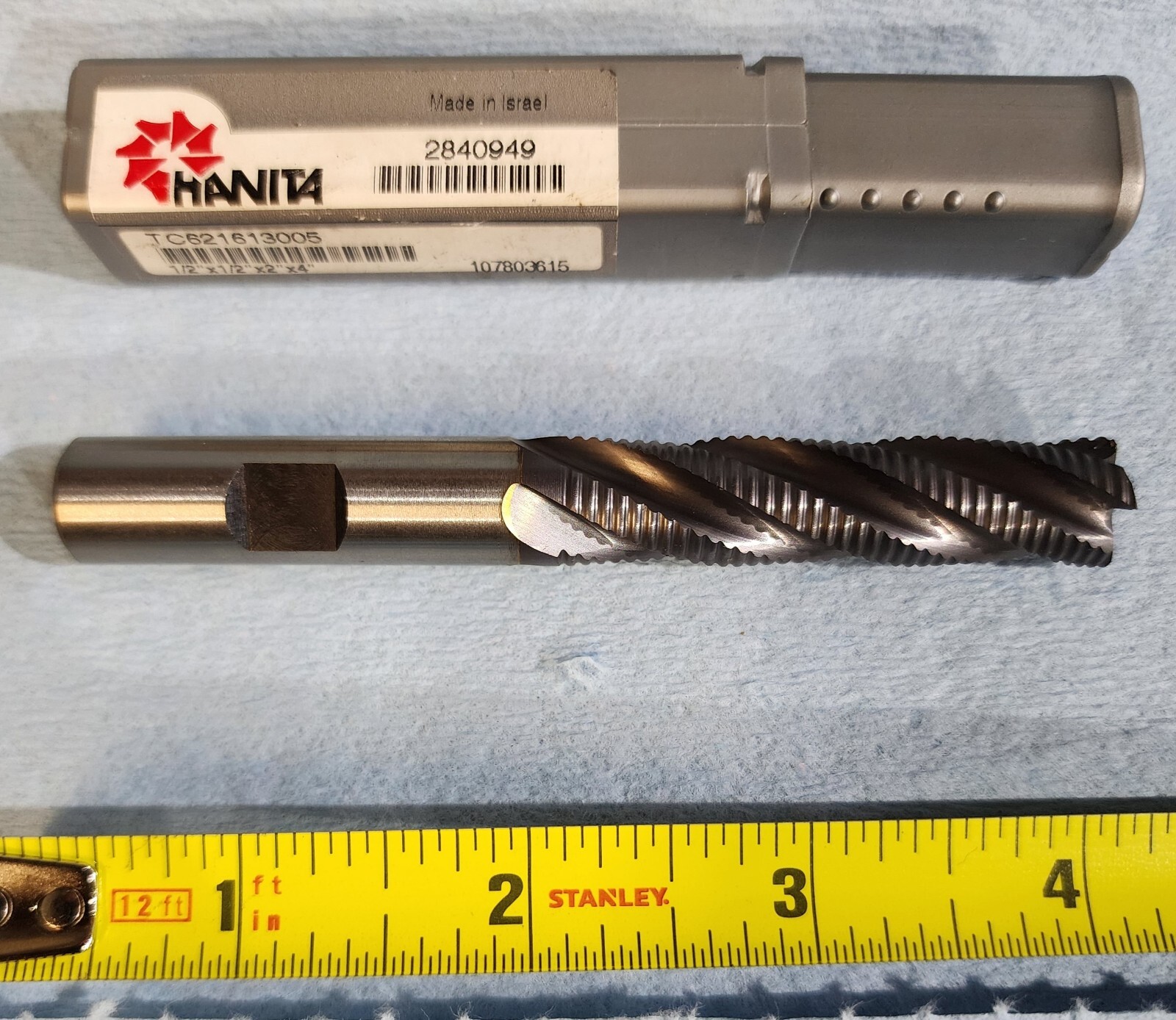 HANITA 1/2" x 2" LOC x 4" OAL, 4 Flute, Cobalt Roughing Endmill, TICN ...
