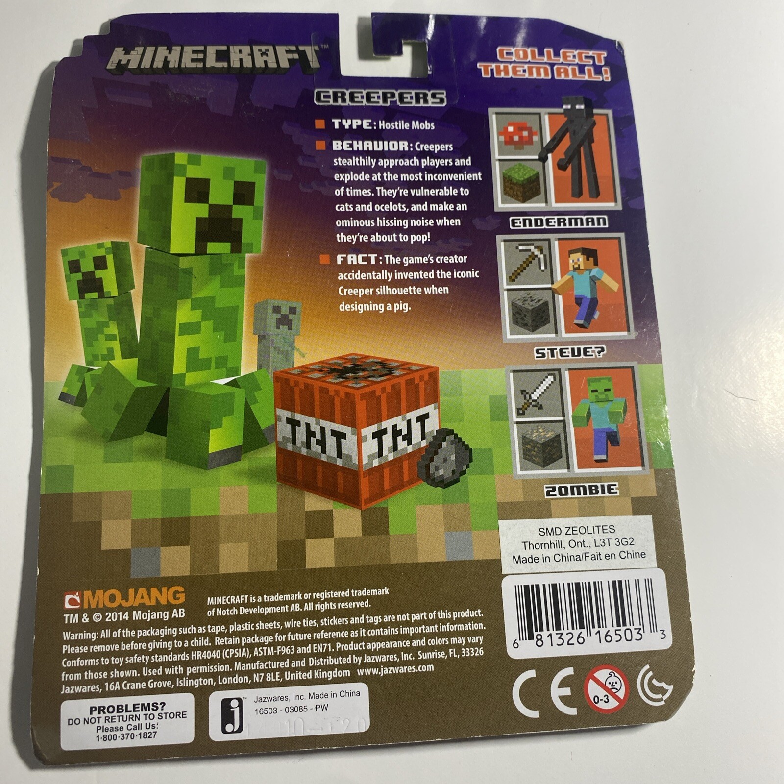 MINECRAFT SERIES 1 OVERWORLD CREEPER FULLY ARTICULATED NEW PACKAGE Open ...
