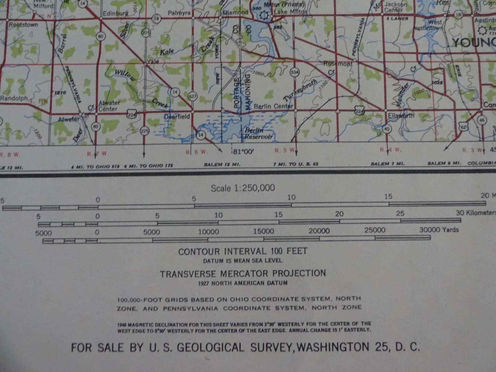 1950 - ANTIQUE Map of Cleveland & Akron, Ohio - Topographic - US Army ...