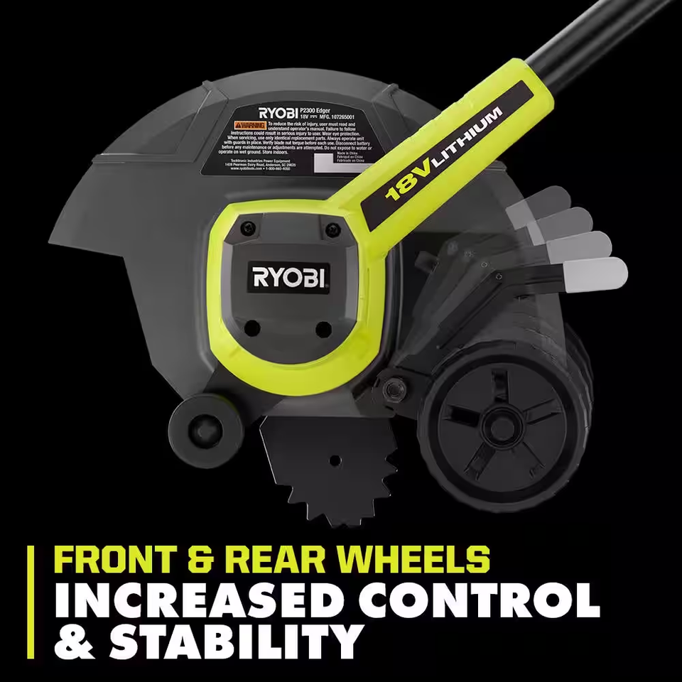 RYOBI 18V 9 In. Cordless Battery Edger Dual Serrated 9 in. Blade (Tool ...