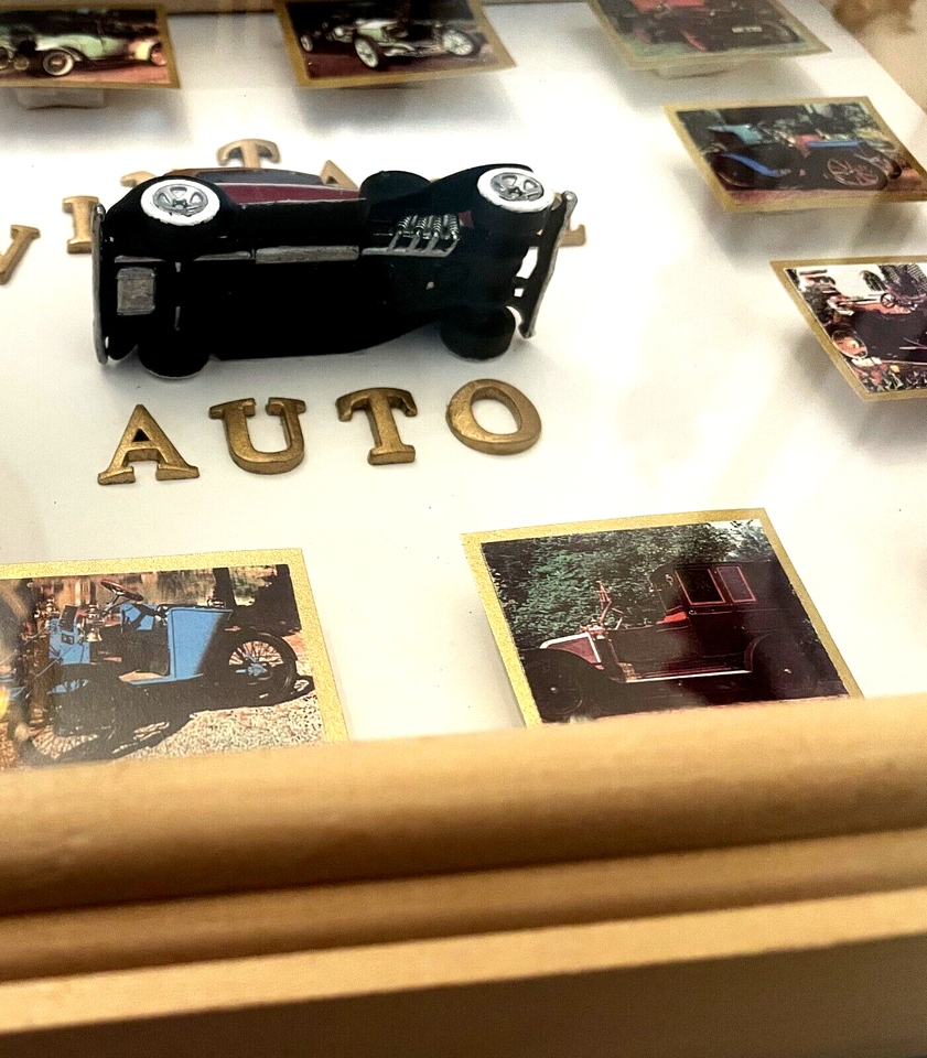 Vintage Auto Shadow Box Metal Red Car w/Vintage Auto Photos Wall ...