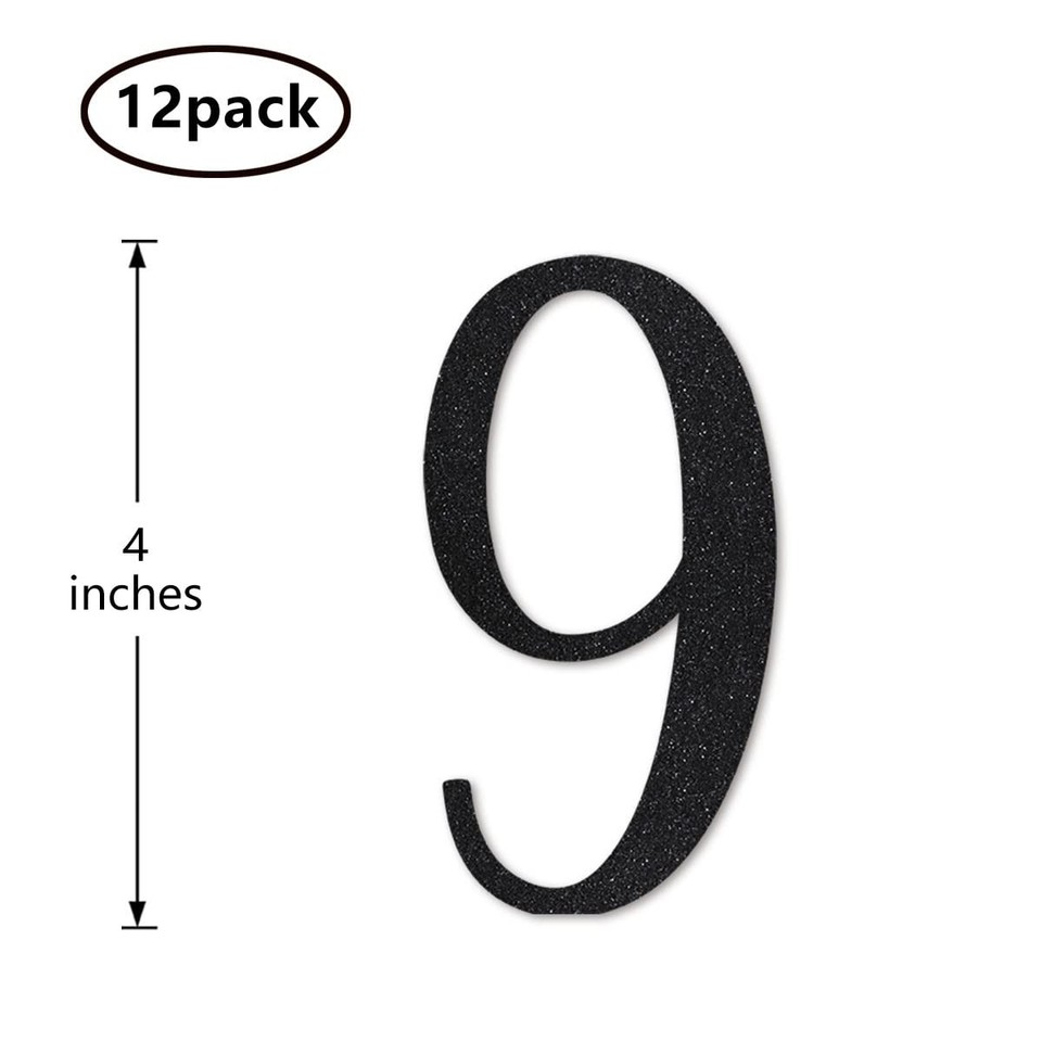 Black Glitter Number 9 Cut-Outs for 9th Birthday Anniversary Party DIY ...