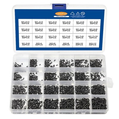 1200Pcs Carbon Steel Self Tapping Screws Mini Screws Household ...
