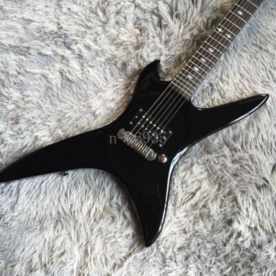 Black Stealth Electric Guitar Reverse Headstock Diamond Inlay Inversion ...