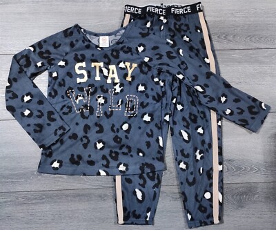 Leopard Pajamas Girls Small 6-6X Long Sleeve Shirt Pant PJ Set Warm ...