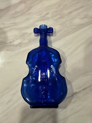 Vintage Cobalt Blue Glass Bottle. Bass Cello Fiddle Violin Bud Vase 8 ...