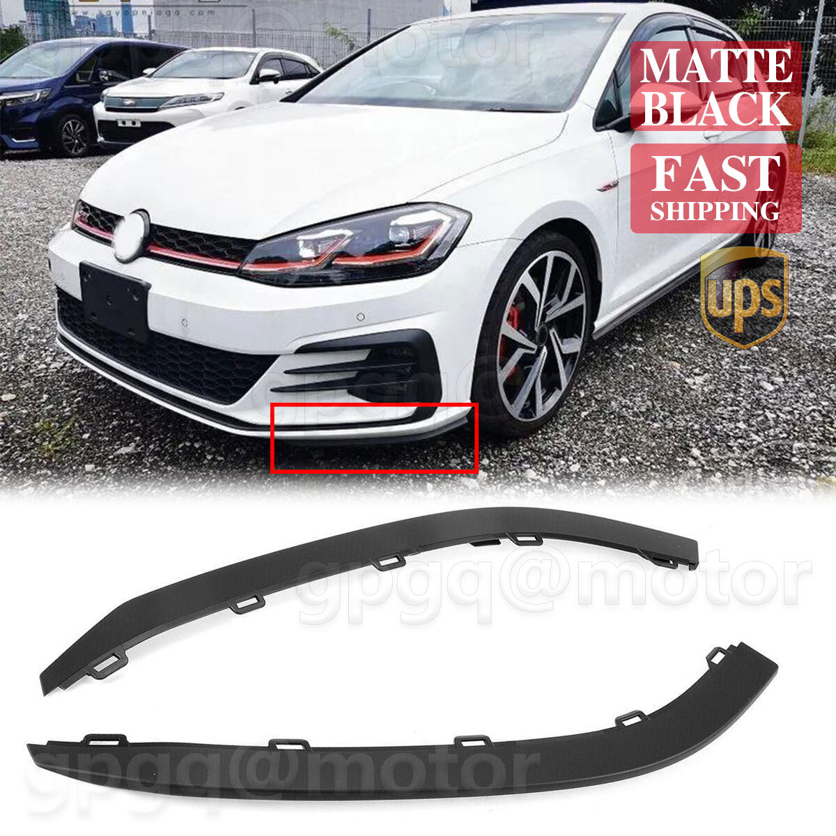 For VW Golf MK7 GTI 2015-2017 Black Front Bumper Lip Spoiler Splitter ...