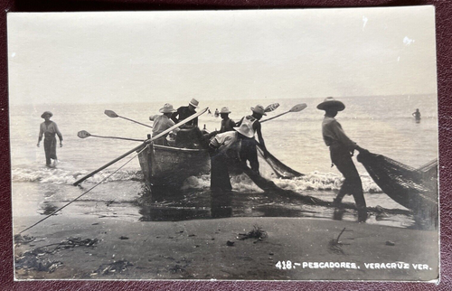 Veracruz Pescadores Mexico Real Photo Postcard RPPC Fishing Boat ...