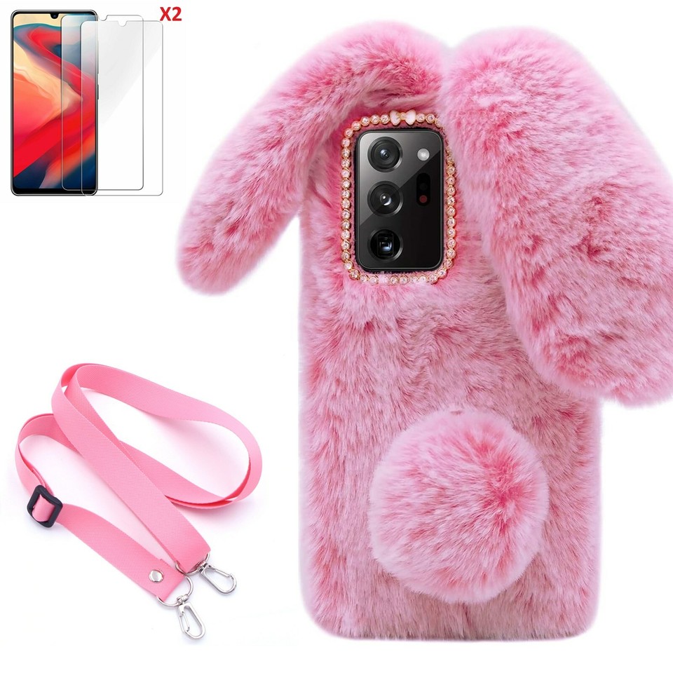For Google Samsung Soft Phone Case Cute Bunny Rabbit Fur Plush Fuzzy ...