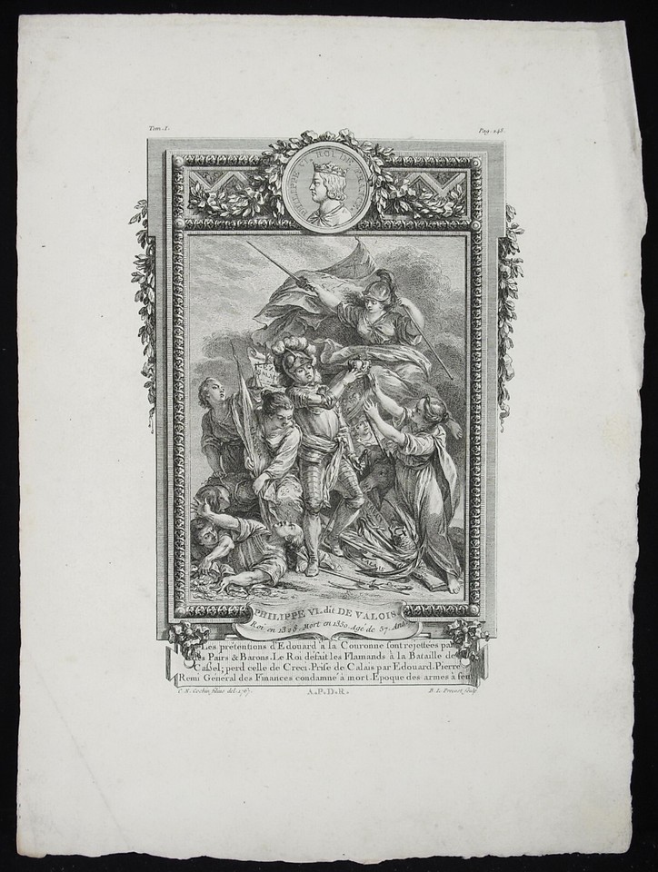 Philip VI Valois Battle of Cassel Flemish Creci B L Prevost C N Cochin ...