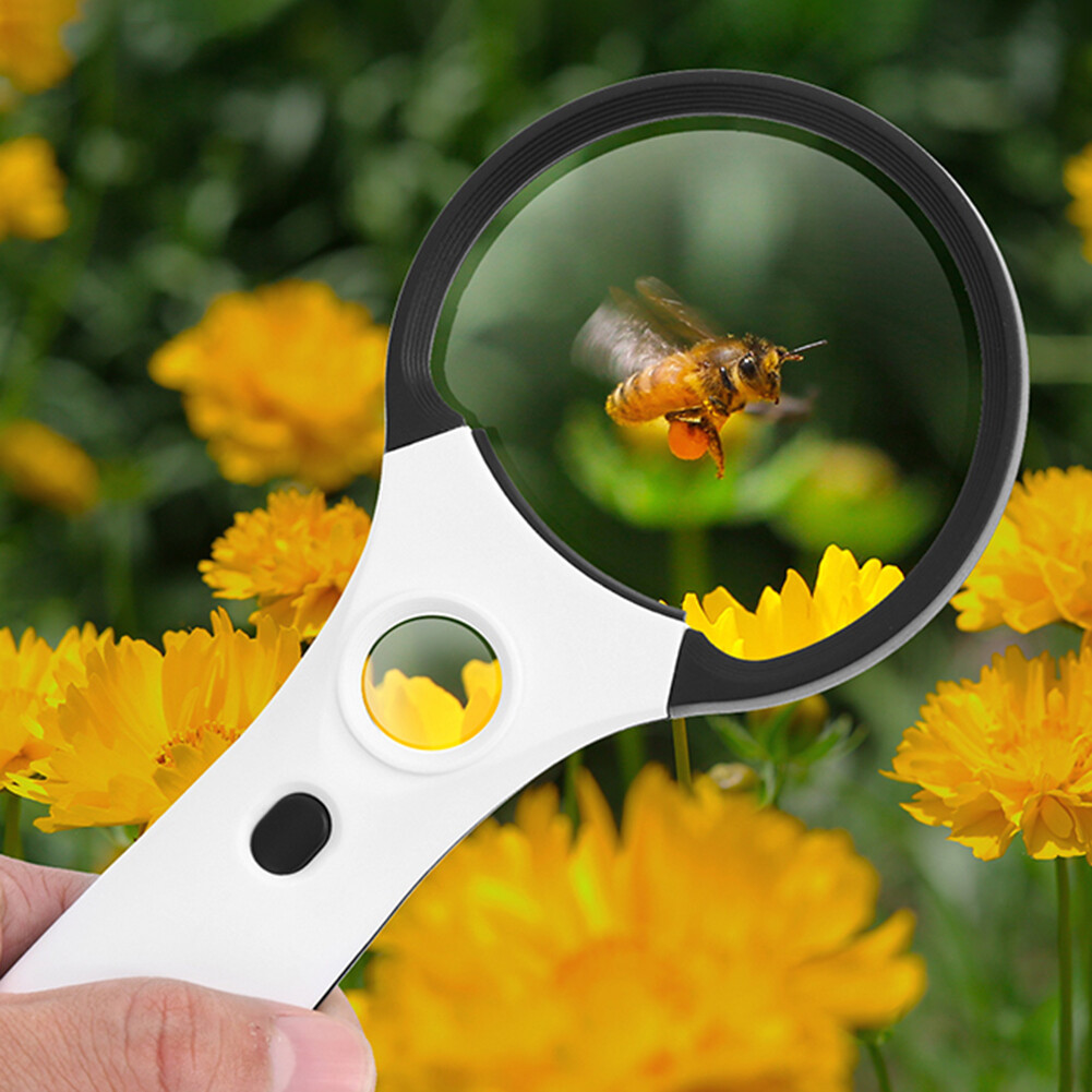 3x/45x Handheld Magnifying Glass Lens w/ 4LED Light Illuminated ...