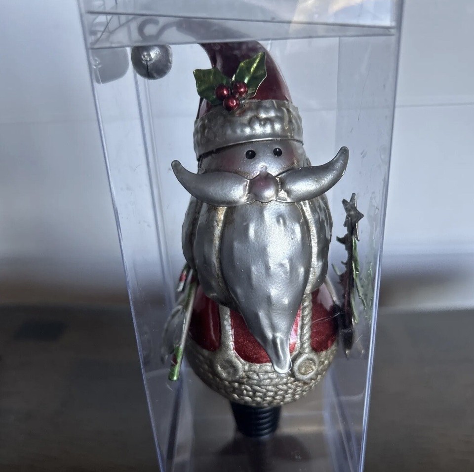 Pier 1 - Bobble Head Santa Claus Metal Bottle Stopper Christmas Holiday ...