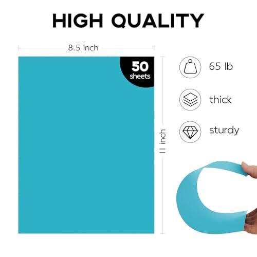 50 Pack Light Blue Cardstock 8.5 x 11 65lb Pastel Paper Blue Card Stock ...