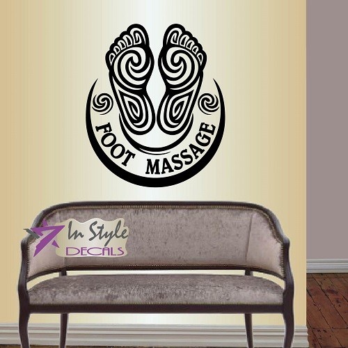 Vinyl Decal Foot Massage Spa Salon Relaxation Footprints Feet Wall ...
