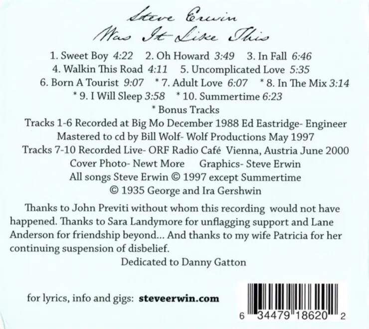 Was It Like This by Steve Erwin (CD, 2005) 634479186202| eBay