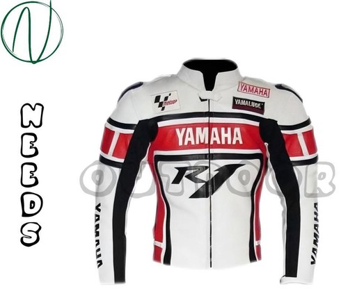 YAMAHA R1 RED WHITE LEATHER RACING JACKET ARMOR PROTECTED CE APPROVED ...