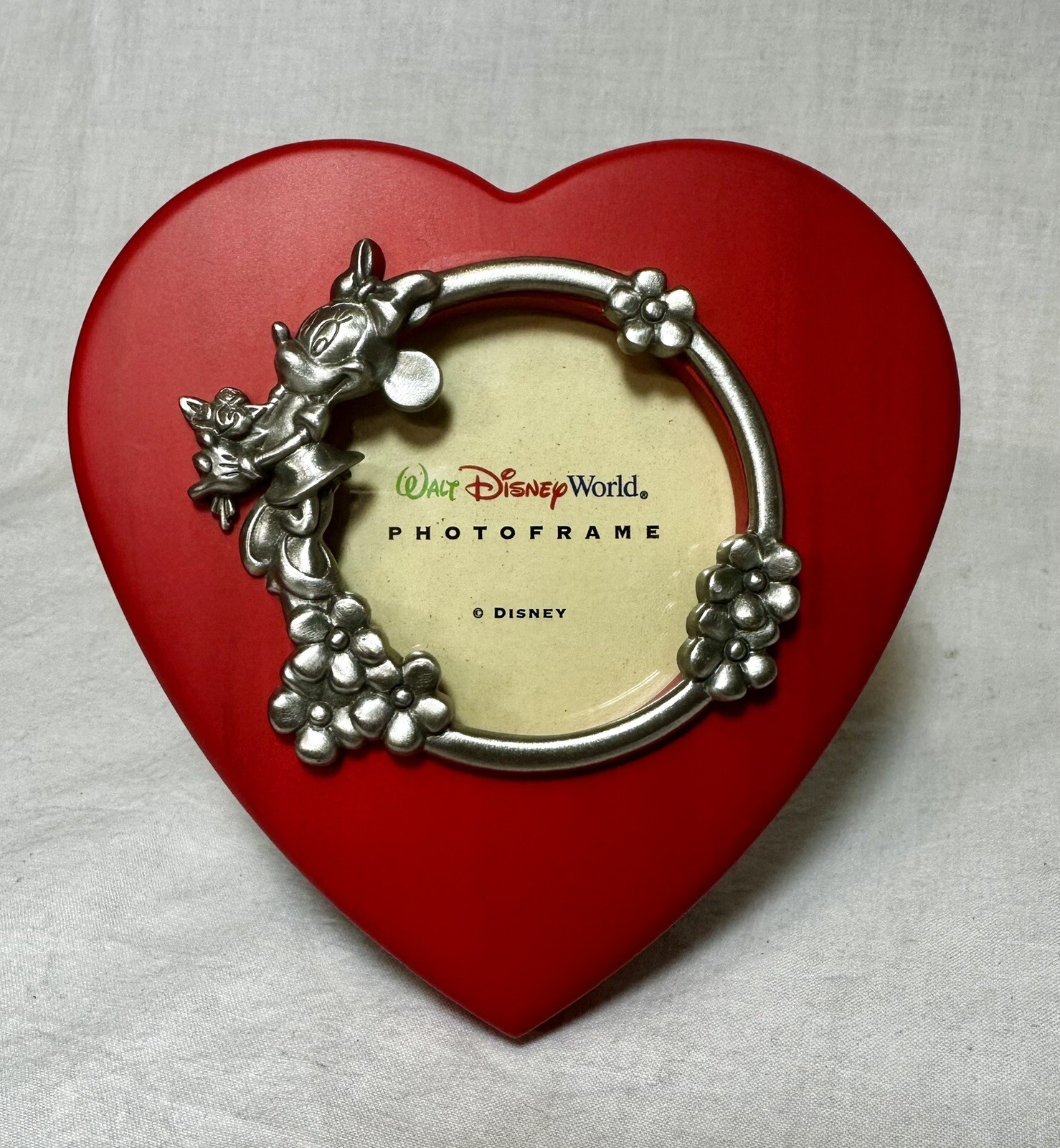 Disney Parks Minnie Mouse Picture Frame, Red Heart, Silver Metal Figure ...